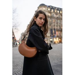 maison héritage PARIS Leder-Schultertasche "Azay" in Hellbraun - (B)26 x (H)20 x (T)10 cm - 73% | Damen-taschen
