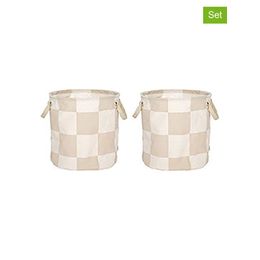 OYOY living design 2er-Set: Aufbewahrungskörbe "Chess" in Beige - (H)32 x Ø 32 - 57% | Kisten-koerbe