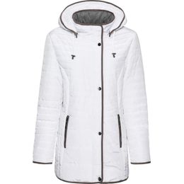 CRÉATION L Damen Steppjacke mit streckender Längs-Steppung seitlich weiß-grau Größe 36