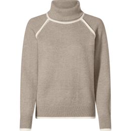 Heine Damen Rollkragenpullover mit Kontrast-Paspelierung taupe-champagner Gr&ouml;&szlig;e 50
