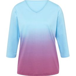 Damen 3/4-Arm-Shirt mit Farbverlauf aqua-fuchsia-bedruckt, Gr&ouml;&szlig;e 40