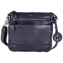 Handtasche Harbour 2nd "Isalie2", Damen, Gr. B/H/T: 26cm x 22cm x 5cm, blau (navy), Rindsleder, Taschen, Anker Anhänger