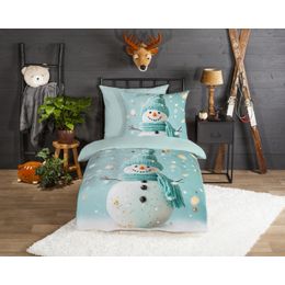 Kinderbettwäsche Good Morning "Pierre", multi, B/L: 135cm x 200cm, 1 Stk., 1 Stk., Flanell, B/L: 80cm x 80cm, 2 Stk., Flanell, Obermaterial: 100% Baumwolle, Bettwäsche, Flanell Biber, 135x200, Warm, Reißverschluss, Wende, Kind, winter