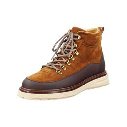 Schnürstiefelette Gant "Gant Stiefelette Veloursleder/Textil", Damen, Gr. 43, braun (cognac), Textil, Veloursleder, Schuhe