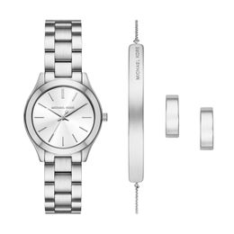 Quarzuhr Michael Kors "SLIM RUNWAY", edelstahlfarben, Armbanduhren, Damen, Armbanduhr, Damenuhr, Edelstahlarmband, Ideal auch als Geschenk