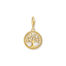 Charm-Einhänger Thomas Sabo "Runder Charm-Anhänger Lebensbaum vergoldet", gelbgoldfarben, Charms, Damen, Silber 925 (recycelt)