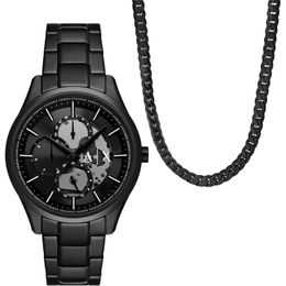 Multifunktionsuhr Armani Exchange, schwarz, Armbanduhren, Herren, Armbanduhr, Herrenuhr, Edelstahlarmband, ideal auch als Geschenk