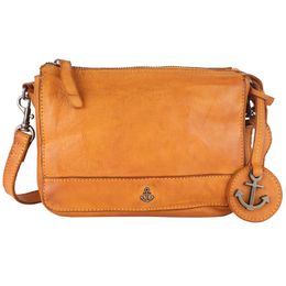 Umhängetasche Harbour 2nd "Tiani", Damen, Gr. B/H/T: 20cm x 14cm x 8cm, gelb (mustard), Leder, Taschen, Schultertasche Handtasche Damen Tasche Damen mit Logoanhänger