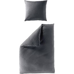 Bettwäsche Bierbaum "4135", anthrazit, B/L: 135cm x 200cm, 1 Stk., 1 Stk., Jersey, B/L: 80cm x 80cm, 2 Stk., Jersey, Obermaterial: 50% Polyester, 25% Baumwolle, 25% Viskose, Bettwäsche, Jersey-Melange, 100 % Baumwolle, bügelfrei