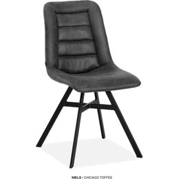 Esszimmerstuhl OMG DESIGN "Niels", anthrazit, schwarz, B:47cm H:88,5cm T:62,5cm, Polyester, Stühle, Esszimmerstuhl, pflegeleichter Bezug