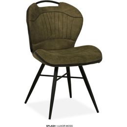 Esszimmerstuhl OMG DESIGN "Splash", moss, schwarz, B:54cm H:87cm T:62cm, Polyester, Stühle, Esszimmerstuhl, pflegeleichter Bezug, mit Handgriff