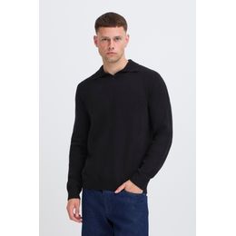 Polokragenpullover Blend "BHBRANKO POLO SPLITN.", Herren, Gr. S, schwarz beauty, Strick, Obermaterial: 60% Wolle, 40% Nylon, unifarben, regular fit hüftlang, V-Ausschnitt, Strickbündchen, Pullover