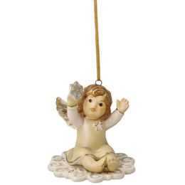 Dekofigur Goebel "Engel Mein erster Tag als Schutzengel", champagner, B:6cm H:6,5cm T:6cm, Steingut, Dekofiguren, 6 x 6 x 6,5 cm