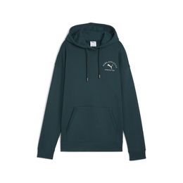 Kapuzensweatshirt Puma "CLASS RELAXED HOODIE FL", Damen, Gr. L, grün terrain, Fleece, Obermaterial: 66% Baumwolle, 34% Polyester, unifarben, relaxed fit normal, Rundhals, Sweatshirts