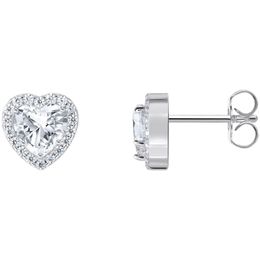Paar Ohrstecker Thomas Sabo "Schmuck Silber 925 Ohrringe Halo in Herzform, H2305-051-14", silber (silberfarben, kristallweiß, kristallweiß), Ohrringe, Damen, Silber 925 (Sterlingsilber), mit Zirkonia (synth.)
