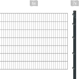 Einstabmattenzaun Arvotec "ESSENTIAL 140 zum Aufschrauben", grau (anthrazit, kunststoff), H:140cm, Kunststoff, Stahl, Zaunelemente, Zaunhöhe 140 cm, Zaunlänge 2 - 60 m
