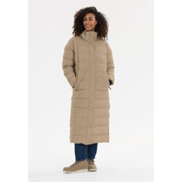 Steppmantel WHISTLER "JOANA", Damen, Gr. 34, braun, 100% Polyester, kariert, unifarben, lang, hoch geschlossener Ausschnitt, Mäntel, im angesagten großformatigem Style