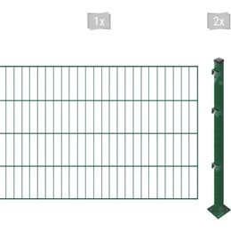 Einstabmattenzaun Arvotec "ESSENTIAL 80 zum Einbetonieren", grün (dunkelgrün, kunststoff), H:80cm, Kunststoff, Stahl, Zaunelemente, Zaunhöhe 80 cm, Zaunlänge 2 - 60 m