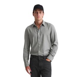 Marc O'Polo Langarmhemd MARC O'POLO "aus Bio-Baumwoll-Flanell", Herren, Gr. L, Normalgrößen, multi, grau melange, Obermaterial: 100% Baumwolle, unifarben, figurbetont normal, Doppelmanschette, Hemden