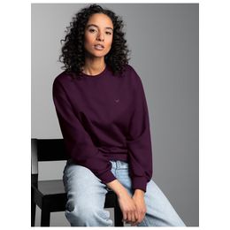 Sweatshirt TRIGEMA "TRIGEMA Dünnes Sweatshirt", Damen, Gr. L, aubergine, 50% Baumwolle, 50% Polyester, Basic, Sweatshirts