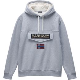 Hoodie Napapijri "BURGEE", Herren, Gr. L, grau (medium grau melange), Sweatware, Obermaterial: 90% Baumwolle, 10% Polyester, Bündchen, Sweatshirts