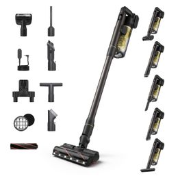 Philips Akku-Hand-und Stielstaubsauger "XC7067/01 7000 Series "Pet"", gelb (light gelb), B:29cm H:116cm T:26cm, Akkusauger, mit bis zu 80 Minuten Laufzeit und Bodendüse mit Anti-Haarentwirrung