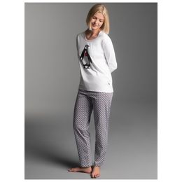 TRIGEMA Damen Schlafanzug "TRIGEMA Pyjama mit Pinguinmotiv", Gr. Lweiß, 100% Baumwolle, Homewear-Sets