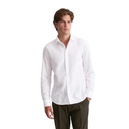 Marc O'Polo Langarmhemd MARC O'POLO "aus Bio-Baumwoll-Twill", Herren, Gr. L, Normalgrößen, weiß, Obermaterial: 100% Baumwolle, unifarben, figurbetont normal, Doppelmanschette, Hemden