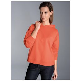 Sweatshirt TRIGEMA "TRIGEMA Dünner Oversize-Hoodie", Damen, Gr. L, orange (peach), 50% Baumwolle, 50% Polyester, Basic, Sweatshirts