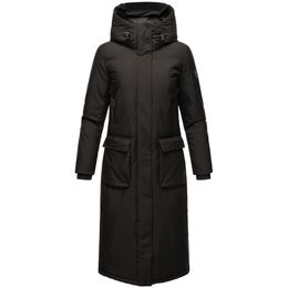 Wintermantel Navahoo "Wolkenfrost XIV", Damen, Gr. L (40), schwarz, Obermaterial: 100% Polyester, Futter: 100% Polyester, Wattierung: 100% Polyester, figurumspielend ca. Mitte Wade, hoch geschlossener Ausschnitt, Ärmel ohne Ärmelschlitz Rippstrickbündchen, Mäntel, Extralanger Damen Mantel mit Kapuze