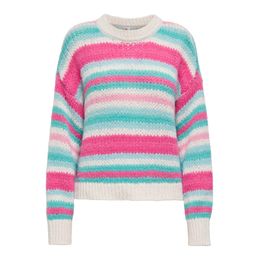 Only Pullover 'ONLALYSSA' Damen Gr&ouml;&szlig;e S ecru / t&uuml;rkis / rosa