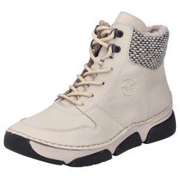 Winterboots Rieker, Damen, Gr. 39, schwarz (creme, schwarz), Lederimitat, Textil, kontrastfarbene Details, Schuhe, Schnürboots, Stiefelette mit praktischem Innenreißverschluss