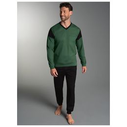 Schlafanzug TRIGEMA "TRIGEMA Schlafanzug in modischem Design", Herren, Gr. 3XL, efeu, 100% Baumwolle, Basic, Homewear-Sets