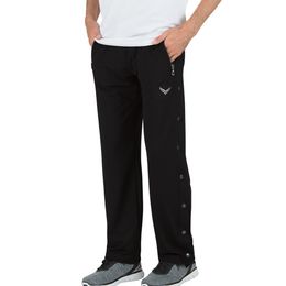 Jerseyhose TRIGEMA "TRIGEMA Aufknöpfbare Trainingshose", Herren, Gr. M, US-Größen, schwarz, 92% Polyester, 8% Elastan, Hosen