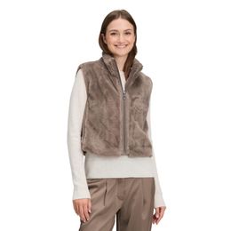 Plüschweste Betty Barclay "Damen Plüschweste mit Reißverschluss", Damen, Gr. 40, braun, Obermaterial: 100% Polyester. Besatz: 95% Polyester, 5% Elasthan. Futter: 55% Viskose, 45% Polyester., gerade hüftlang, Westen