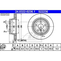 ATE Bremsensatz-Hinterachse PowerDisc / Standard IJZJSGKDH6 Bremsensatz, Scheibenbremse hinten rechts links bel&uuml;ftet 336mm f&uuml;r BMW 34356792564 3421676