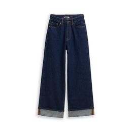 Weite Jeans Tom Tailor, Mädchen, Gr. 140, N-Gr, rinsed blau, Denim/Jeans, Obermaterial: 99% Baumwolle, 1% Elasthan. Futter: 100% Baumwolle, unifarben, Jeans, in 5-Pocket-Form