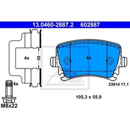 ATE Bremsensatz, Scheibenbremse hinten rechts links bel&uuml;ftet 310mm f&uuml;r SKODA SEAT VAG 3C0698451C 1K0698451B JZW698451M 1420-22660
