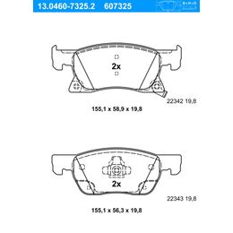 ATE Bremsbelagsatz, Scheibenbremse vorne rechts links f&uuml;r VAUXHALL OPEL 13478300 39103797 13.0460-7325.2
