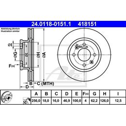 ATE Bremsensatz, Scheibenbremse vorne rechts links bel&uuml;ftet 256mm f&uuml;r HYUNDAI KIA 51712-1J500 58101-0XA01 58101-07A00 1420-23362