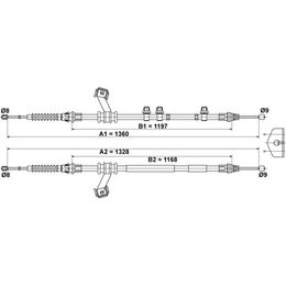 ATE Seilzug, Feststellbremse für MAZDA D651-44-400H D651-44-400G D651-44-400J 24.3727-1829.2