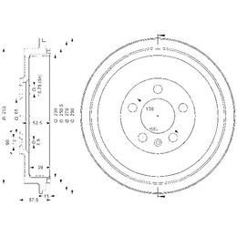 ATE Bremstrommel 24.0223-0016.1 hinten rechts links f&uuml;r SKODA 1J0609617B