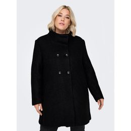 Kurzmantel Only CARMAKOMA "CARNEWSOPHIA WOOL COAT OTW", Damen, Gr. M, schwarz detail:solid, Web, Obermaterial: 70% Polyester, 30% Wolle, M&auml;ntel Kurzmantel