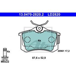 ATE Bremsensatz-Hinterachse Standard Disc / Ceramic Bremsensatz, Scheibenbremse hinten rechts links voll 249mm f&uuml;r SKODA SEAT PEUGEOT CITRO&Euml;N VAG E172