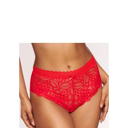 Slip Lascana "Cara", Damen, Gr. 32/34, rot, Spitze, Obermaterial: 87% Polyamid, 13% Elasthan, körpernah, Unterhosen, aus dezent transparenter Spitze, anteilig aus recyceltem Material