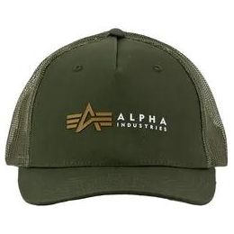Trucker Cap Alpha Industries "Alpha Label Trucker Cap", Herren, Gr. onesize, gr&uuml;n (schwarz olive), Baumwolle, Caps