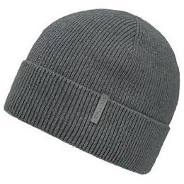 Strickmütze Chillouts, Damen, grau, Rippstrick, Materialmix, unifarben, Mützen, mit Umschlag, gefüttert