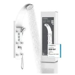 EISL® Duschsäule EISL "KARIBIK", weiß, H:140cm T:35,5cm, Kunststoff, Metall, Sicherheitsglas, Brausegarnituren, 6 Massagedüsen, Wellness Duschsystem mit Armatur und Regendusche