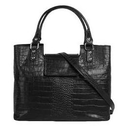 Henkeltasche CLUTY, Damen, Gr. B/H/T: 30cm x 20cm x 6cm onesize, schwarz, Leder, Reptilienpr&auml;gung, Taschen, echt Leder, Made in Italy