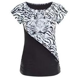 Sporttop WINSHAPE "AET109LS", Damen, Gr. XS, schwarz-wei&szlig; (tiger), 85% Polyester, 15% Elasthan, Rundhals, Tops Sporttop, Functional Soft and Light